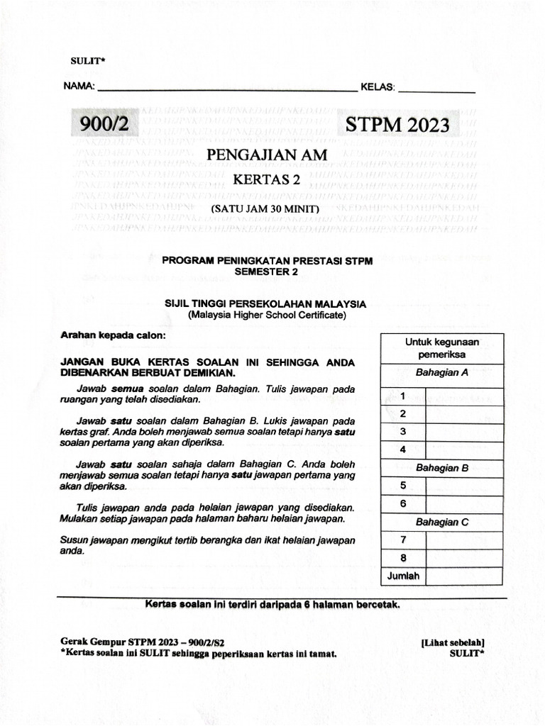 Percubaan PA Sem 2 2023 | PDF