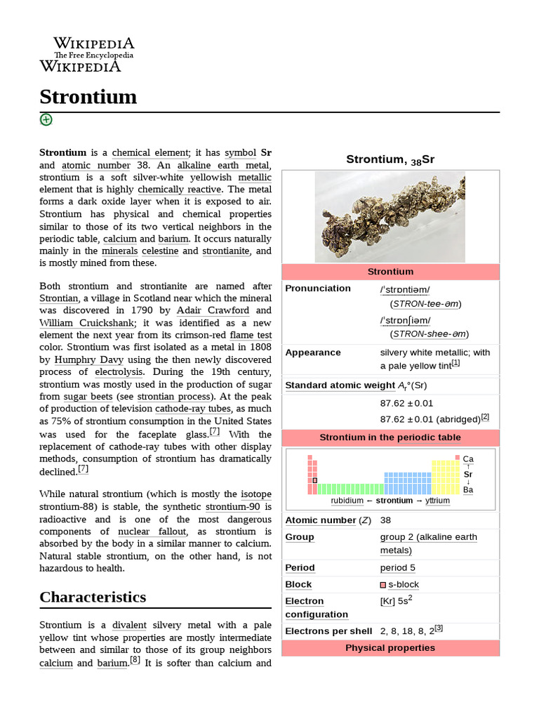 Strontium | PDF | Calcium | Materials