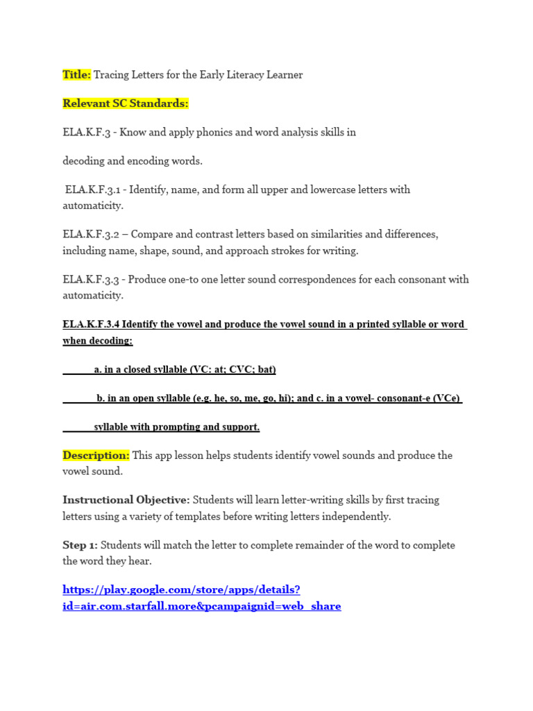 app lesson literacy 3 | PDF