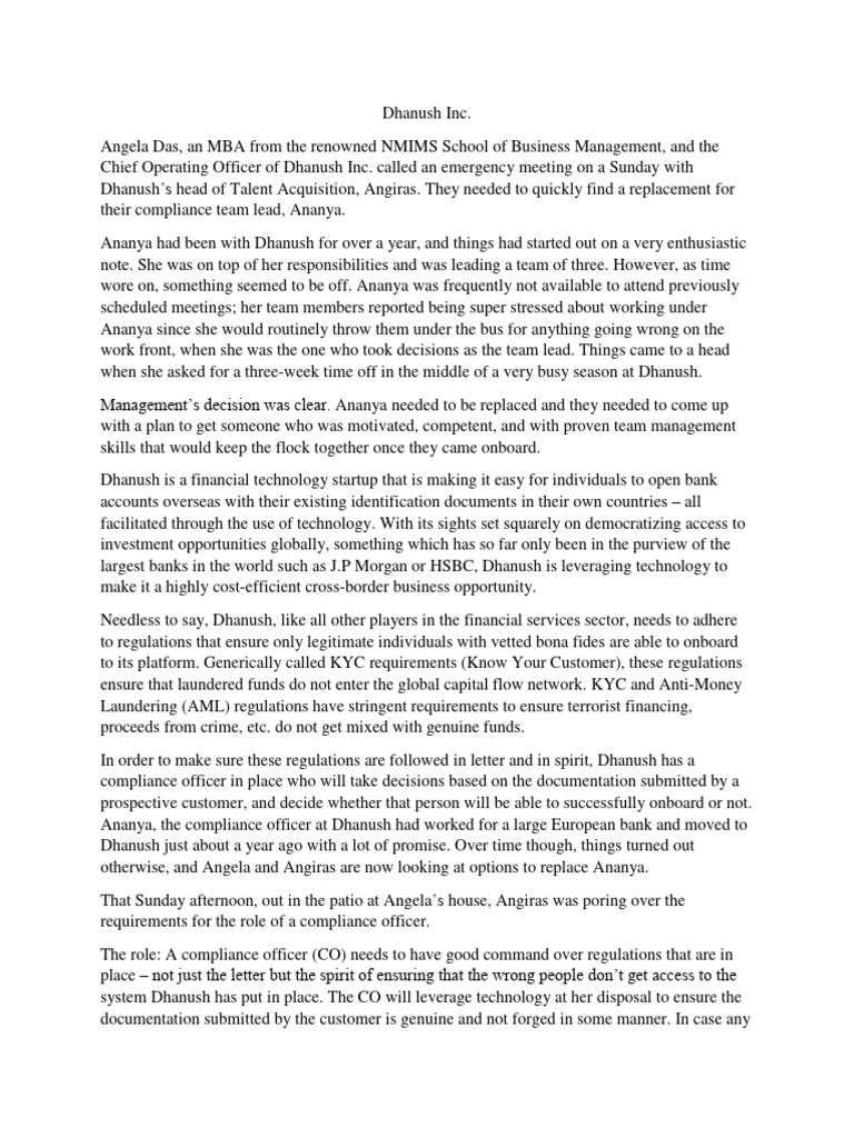 Dhanush Inc | PDF | Career & Growth