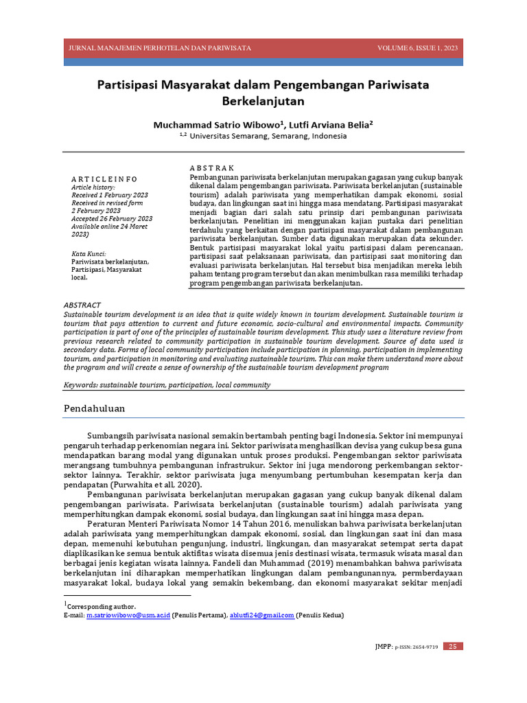 25-32 Partisipasi Masyarakat Dalam Pengembangan Pariwisata Berkelanjutan, Satrio Wibowo | PDF
