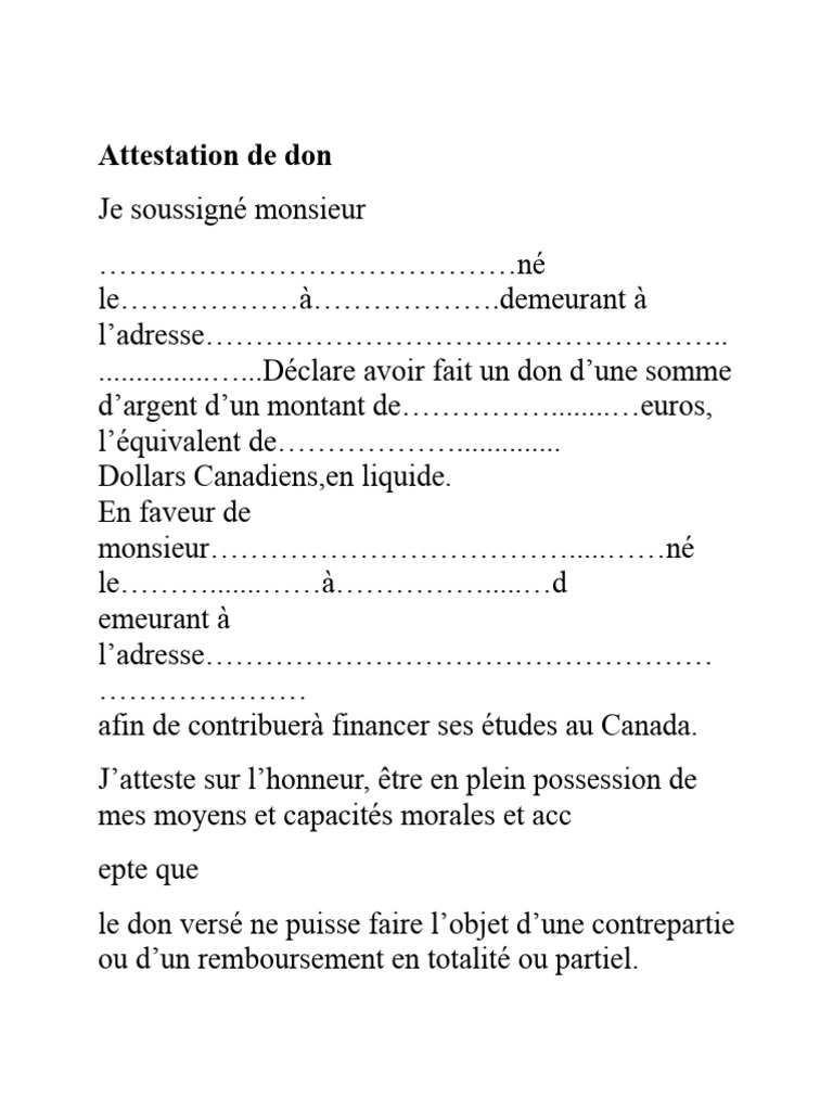 Attestation de Don | PDF Attestation de Don | PDF
