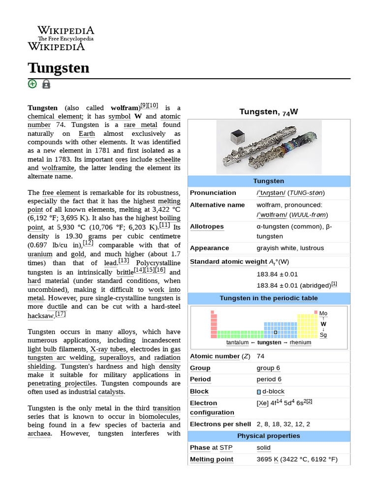 Tungsten | PDF