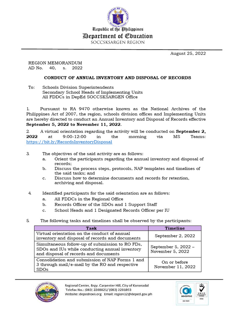 Annual Records Inventory Guidelines | PDF | Government