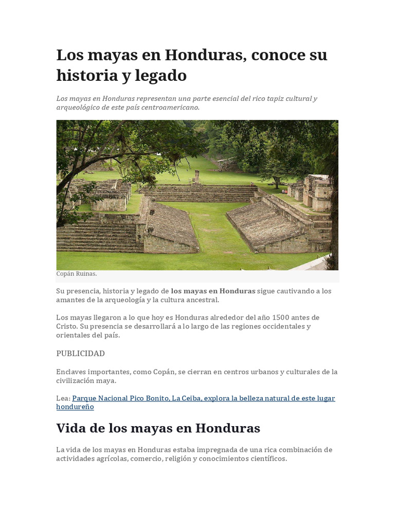 Legado Maya en Honduras: Historia y Cultura | PDF | Viajes y turismo