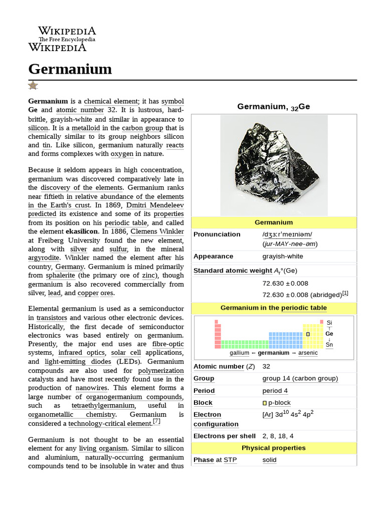 Germanium | PDF | Germanium | Chemistry