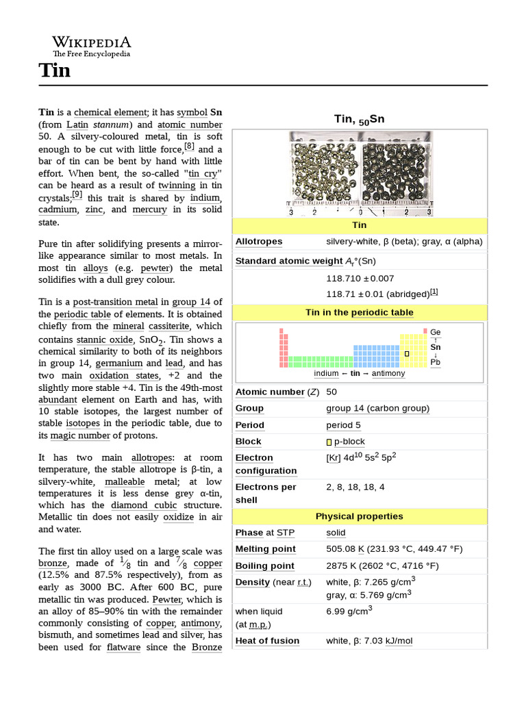 Tin | PDF | Tin | Isotope