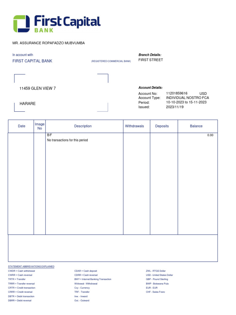 Bank Statement FirstCapital | PDF