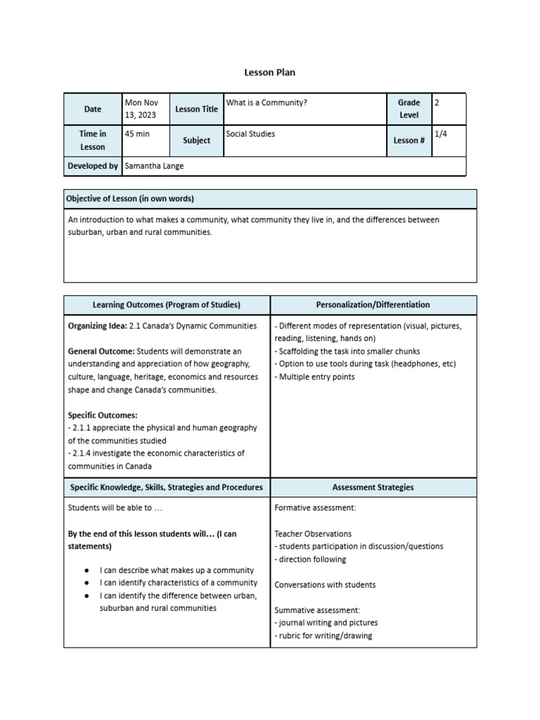 Unit Plan - Ss GR | PDF | Lesson Plan | Rubric (Academic)