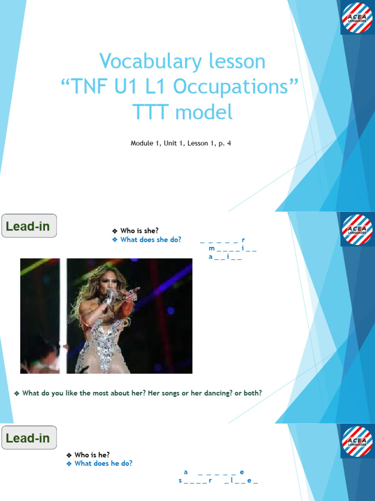 Vocabulary Lesson Occupations Unit 1 p4 | PDF | Human Communication
