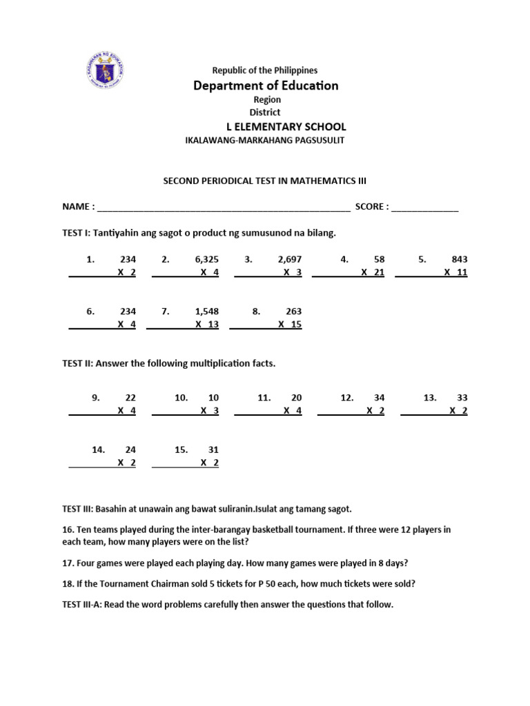 PT - Mathematics 3 - Q2 | PDF