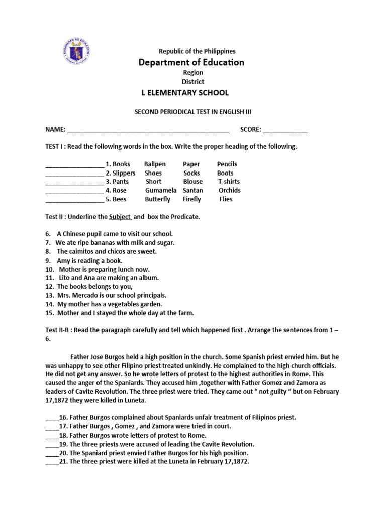 PT - English 3 - Q2 | PDF