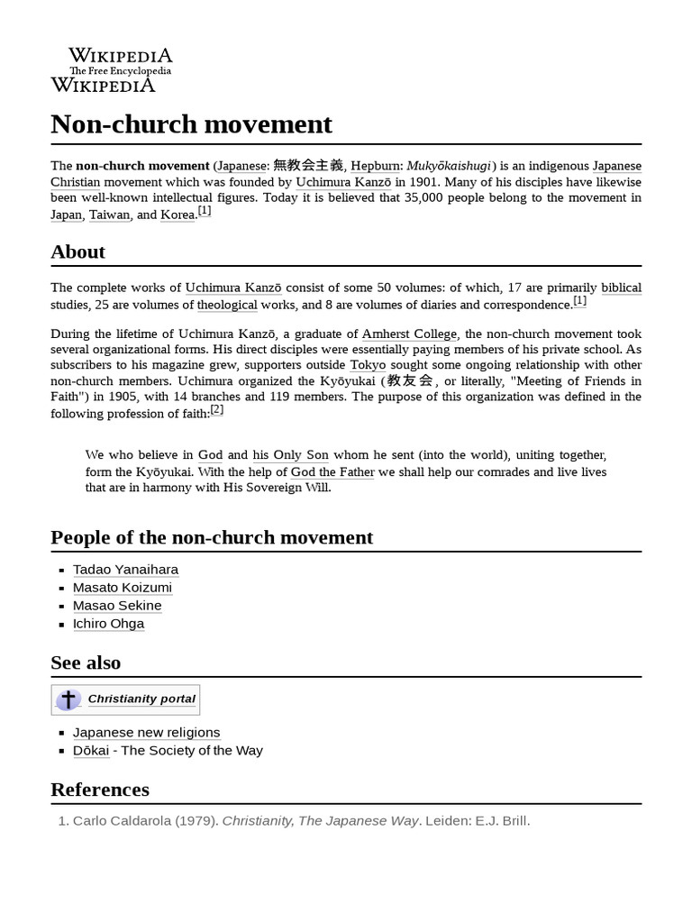 Non-Church Movement | PDF