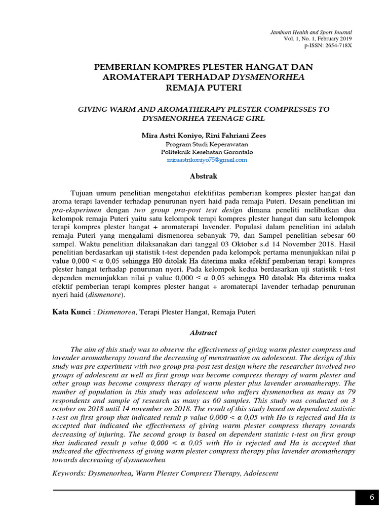Pemberian Plester Hangat | PDF | Statistical Theory | Statistical Analysis