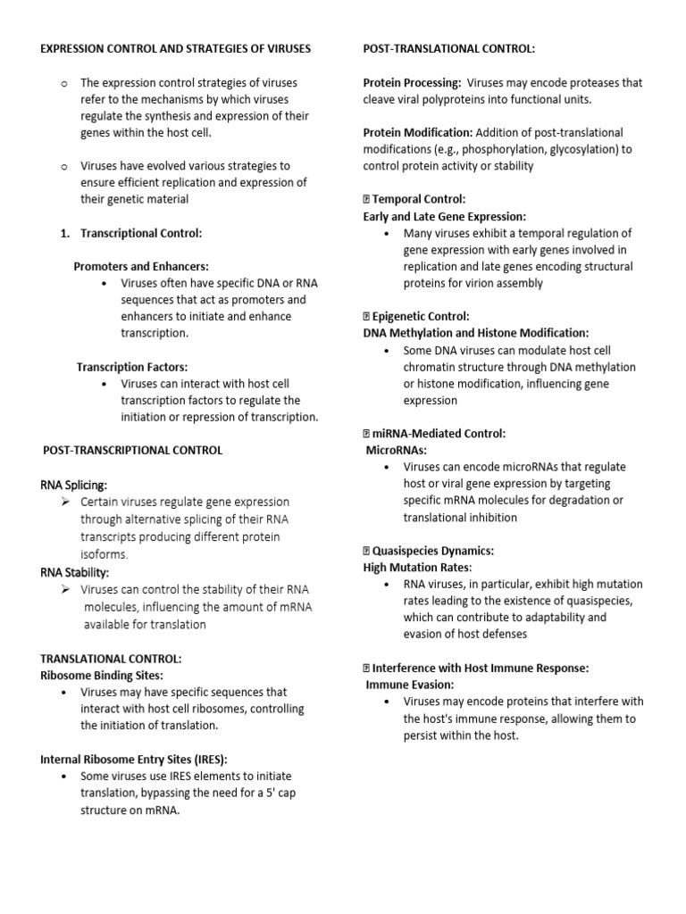 Expression Control and Strategies of Viruses | PDF | Gene Expression ...