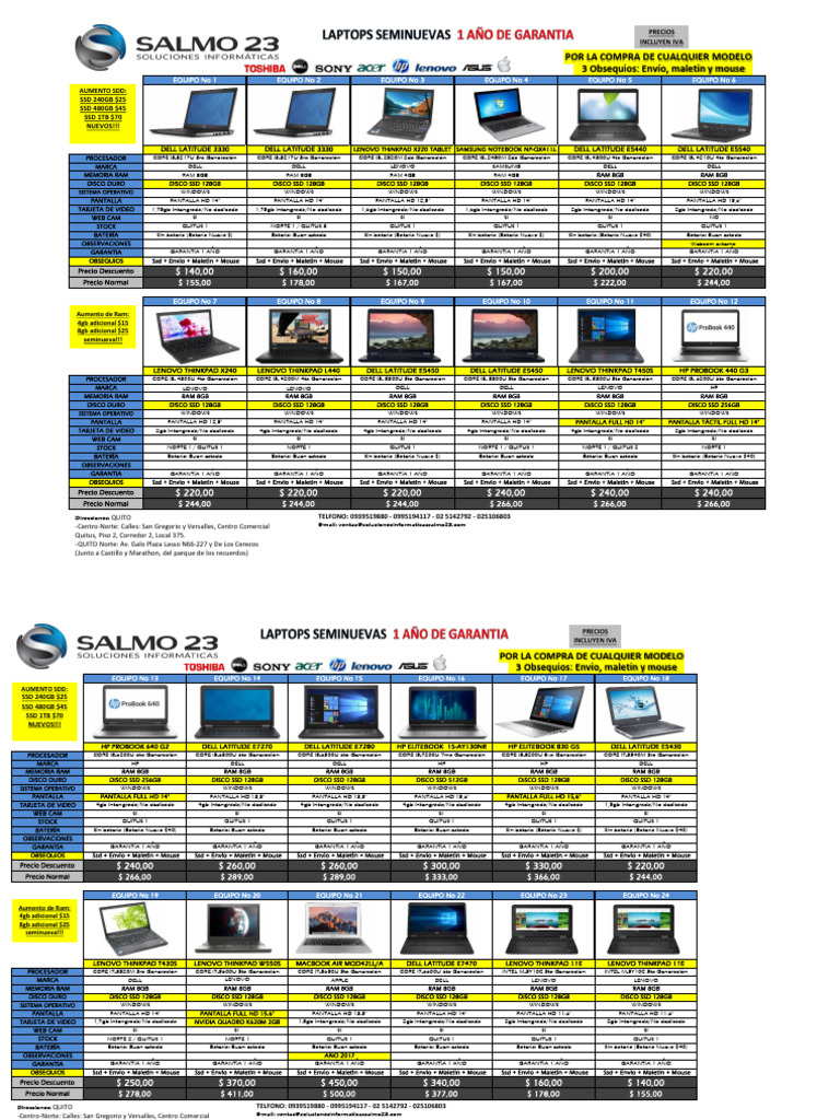 Lista de Laptops Cliente Final S23 1 JULIO 2023 | Descargar gratis PDF | Unidad de estado sólido ...