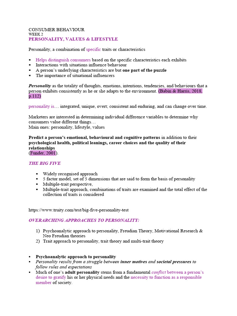 Consumer Behaviour, Personality and Values | PDF | Id | Brand