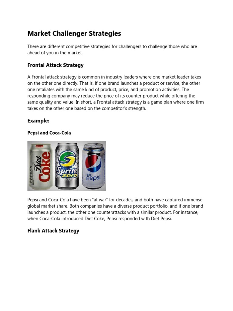 Market Challenger Strategies | PDF | Pepsi | Brand