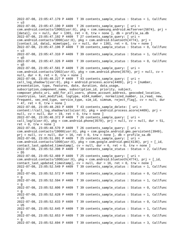 Android System Log Analysis | PDF | Computing | Data