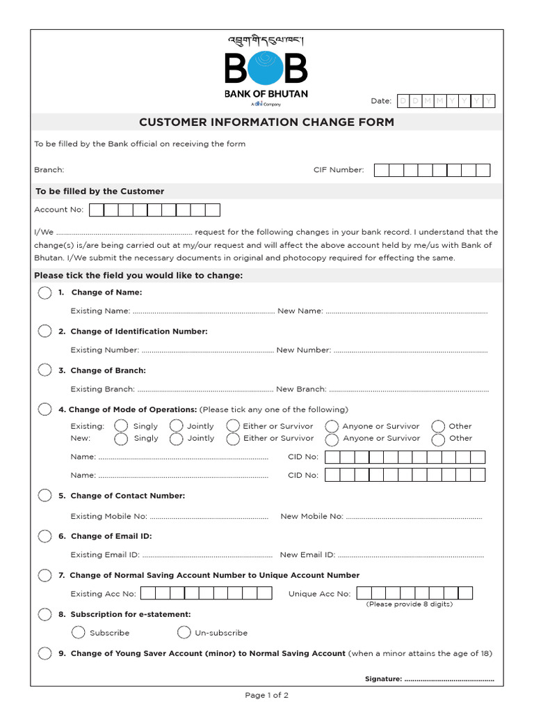 CIF Change Form Jan 2022 | PDF | Computing | Service Industries