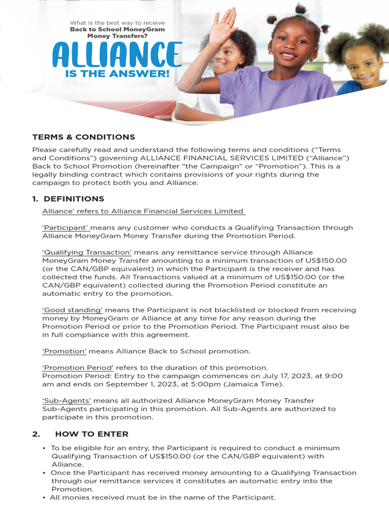 23 SAJ 217 Alliance Back To School Promotion Landing Page Terms and Conditions | PDF | Damages ...