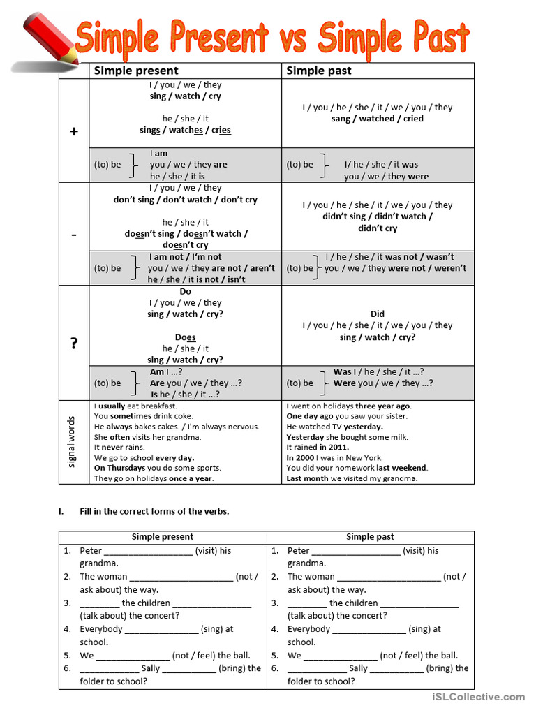 Simple Present Simple Past (1) | PDF