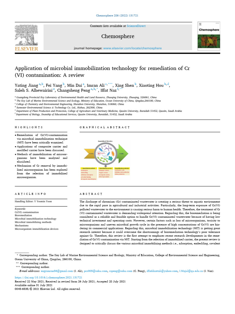 Application of Microbial Immobilization Technology For Remediation of ...