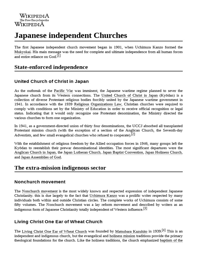 Japanese Independent Churches | PDF