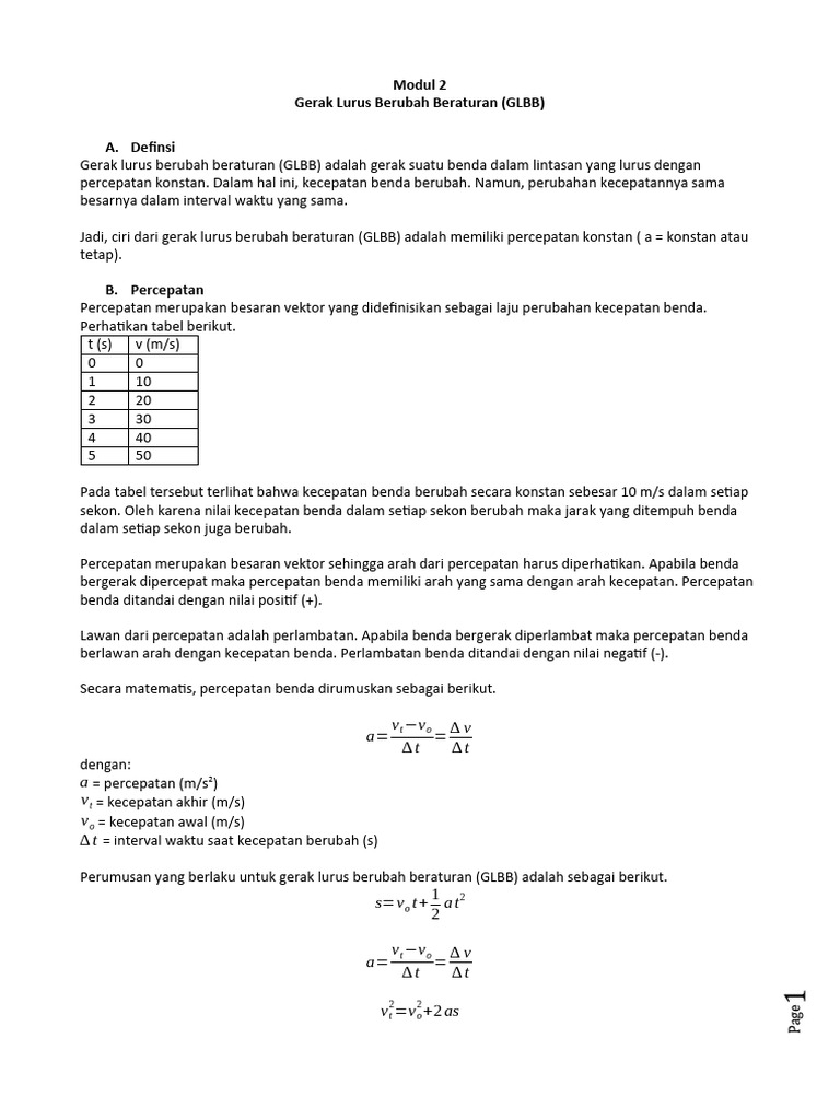 Gerak Lurus Berubah Beraturan | PDF
