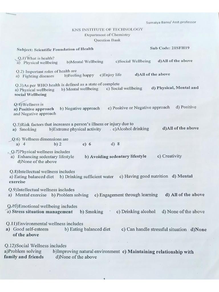 SFH (Question Bank) | PDF