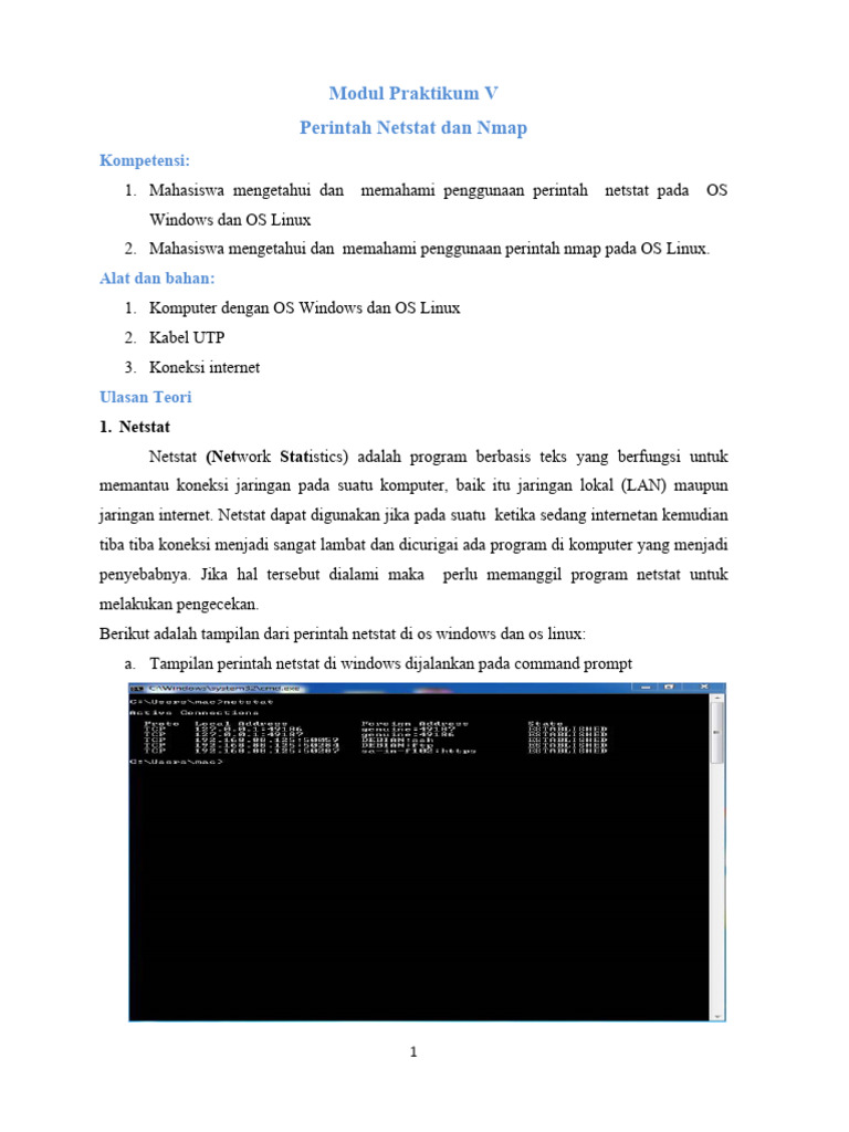 Netstat & Nmap: Panduan Praktikum | PDF | Teknologi & Rekayasa