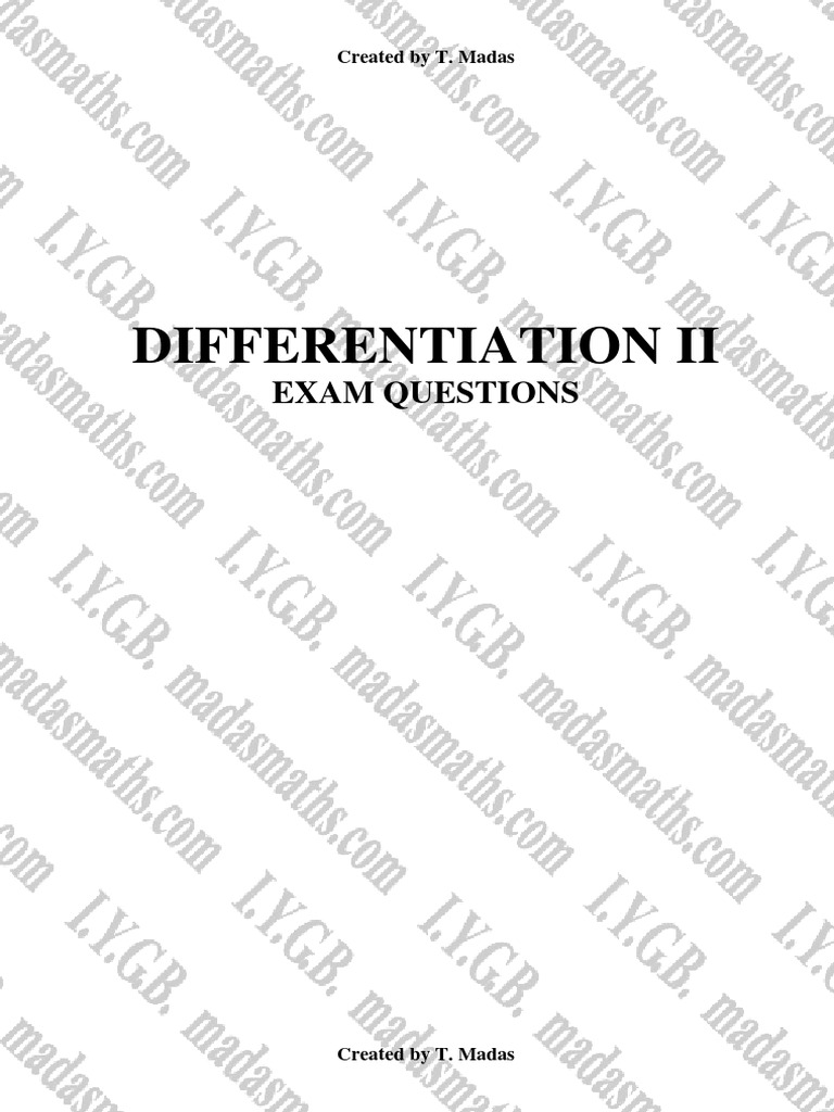 Differentiation II Exam Questions | PDF | Equations | Tangent