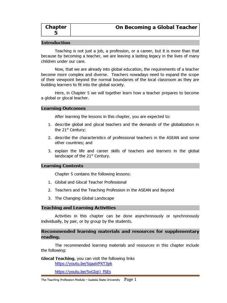 Chapter 5 Glocal Teacher Pdf