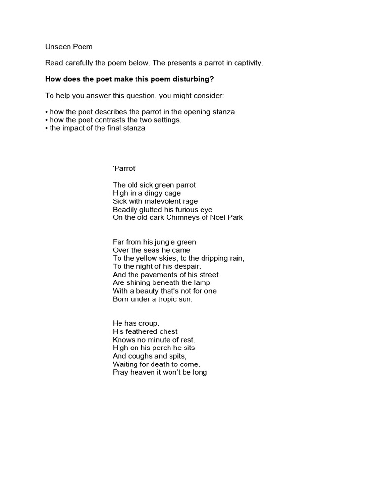 Unseen Parrot Poem | PDF | Poetry