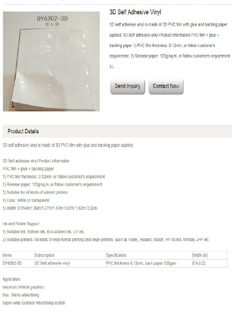3D Self Adhesive Vinyl | PDF