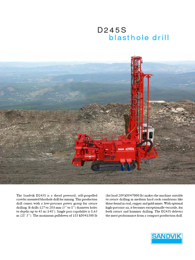 Technical Data Sheet D245S | PDF | Mining | Drill