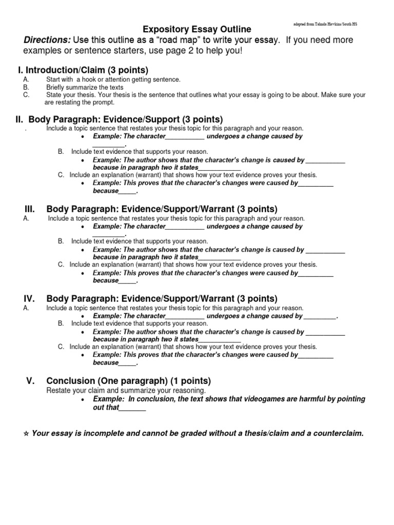 Expository Essay Outline Sample | PDF | Argument | Essays