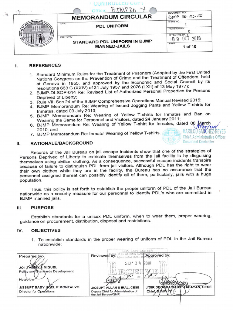 MC-BJMP-DO-50 PDL Uniform | PDF