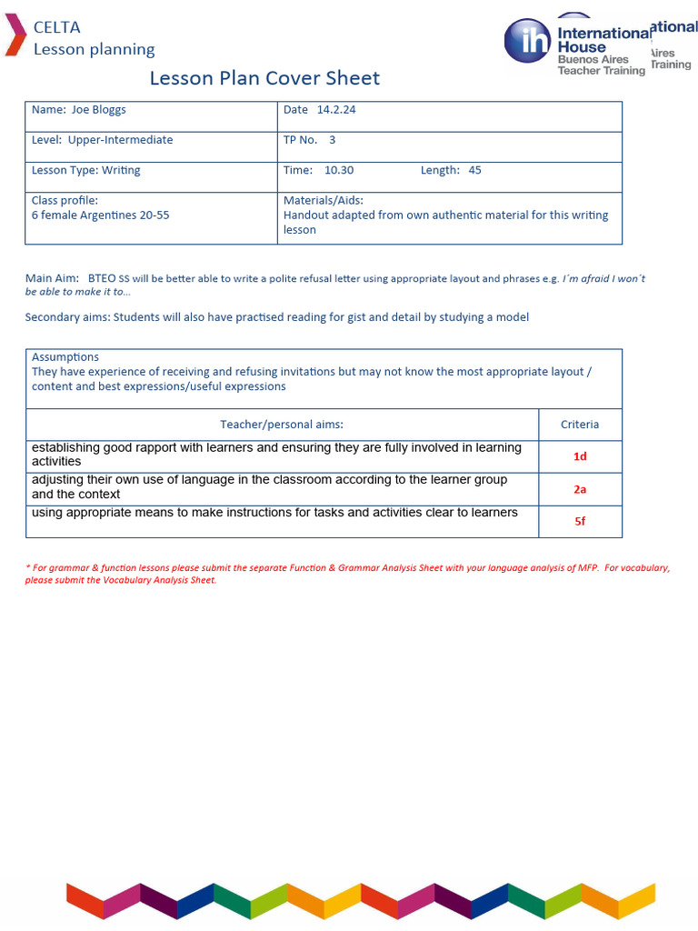 Writing Skills Lesson Plan - CELTA | PDF