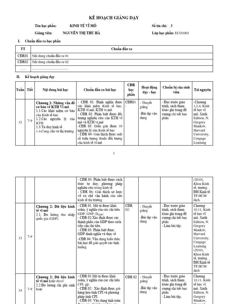 Káº¿ Hoáº¡ch Giáº NG Dáº¡y KTVM - HÃ | PDF