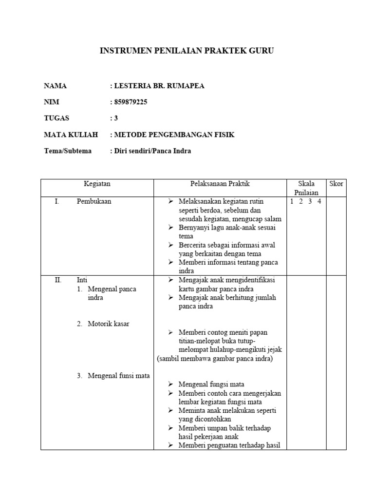 Instrumen Penilaian Praktek Guru | PDF