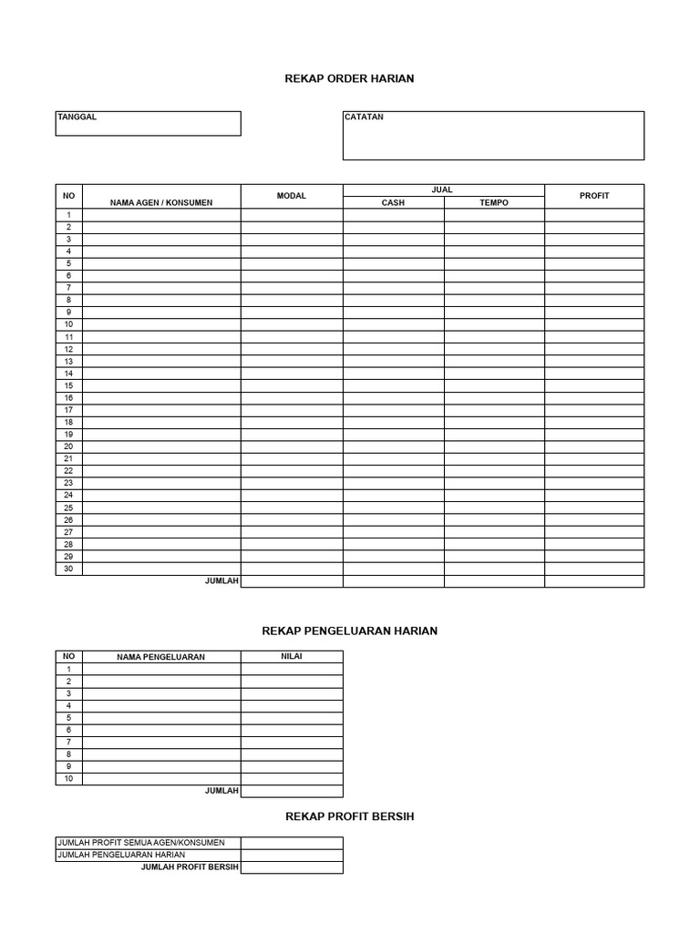 Form Sayur - Form Rekap-2 | PDF | Pengelolaan Keuangan & Uang