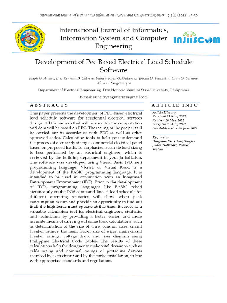 Development of Pec Based Electrical Load Schedule Software | PDF