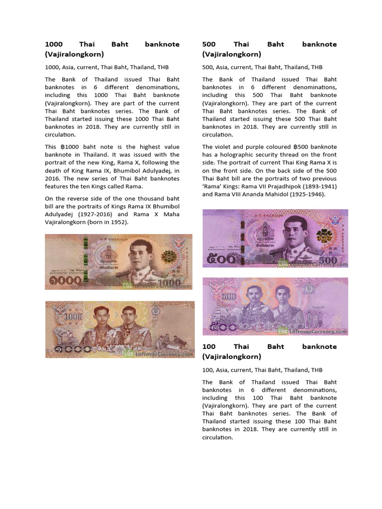 1000 Thai Baht Banknote | PDF | Economy Of Asia | International Finance