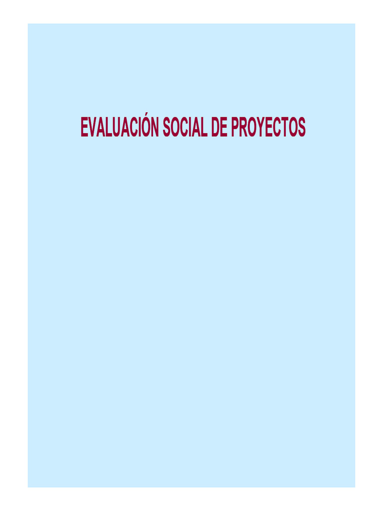 Evaluaci N Social de Proyectos | PDF | Oferta (economía) | Mercado (economía)