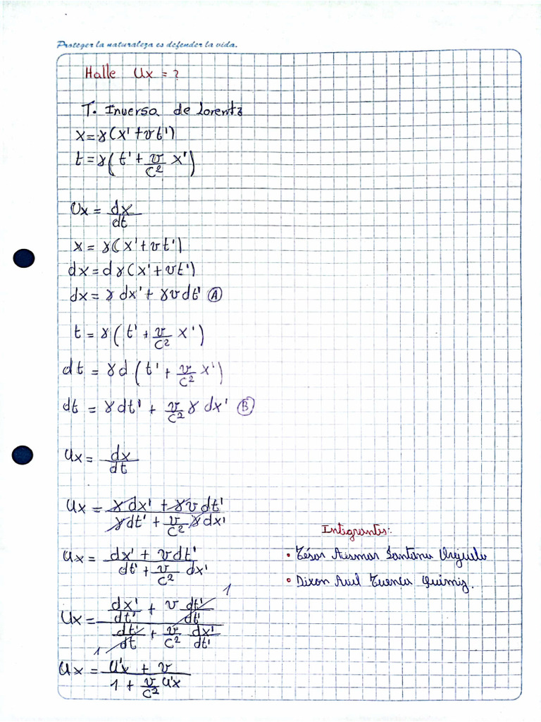 Transformación Inversa de Lorentz | PDF