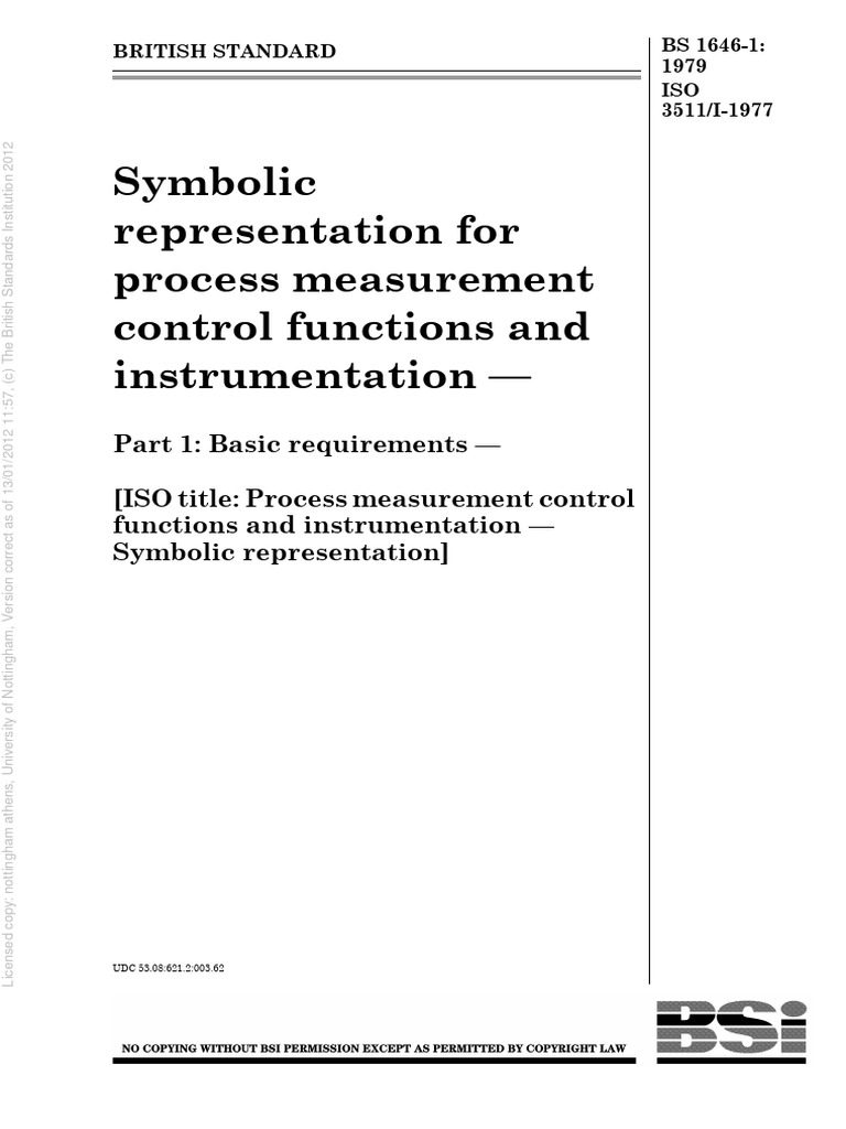 BS 1646-1: Process Control Symbols | PDF | International Organization ...