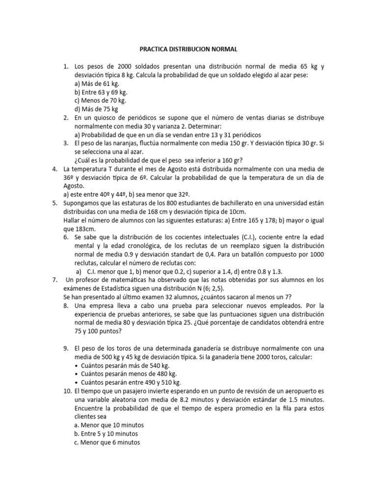Practica Dis Normal1 | PDF | Desviación Estándar | Distribución normal