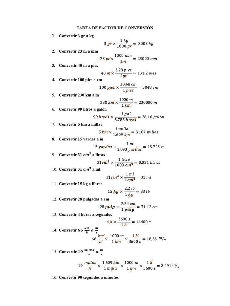TAREA DE FACTOR DE CONVERSIÓN | PDF