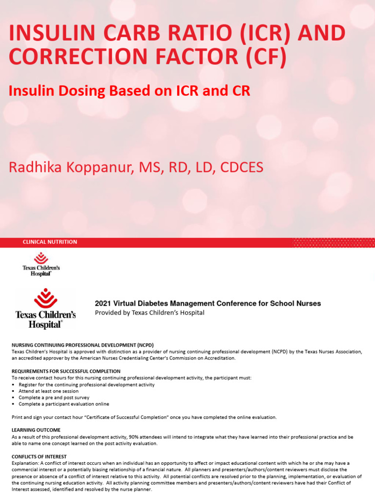 Calculating Insulin To Carb Ratio R. Koppanur | PDF